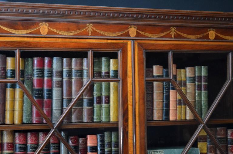 Edwardian Mahogany and Inlaid Library Bookcase at 1stDibs