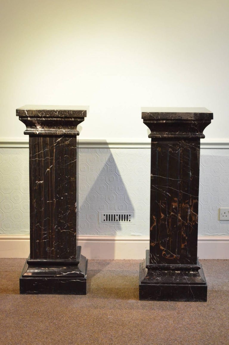 Large Pair of 19th Century Black Marble Pedestals Black Marble Columns ...
