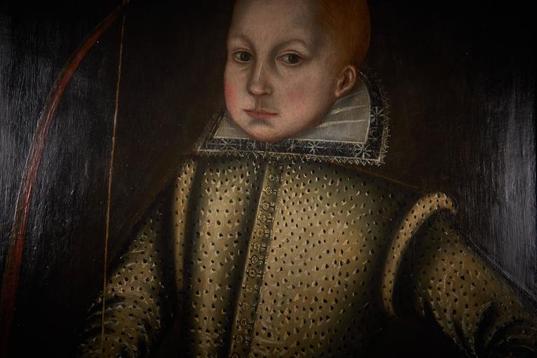 English portrait of a Jacobean boy with bow and arrow, early 17th ...