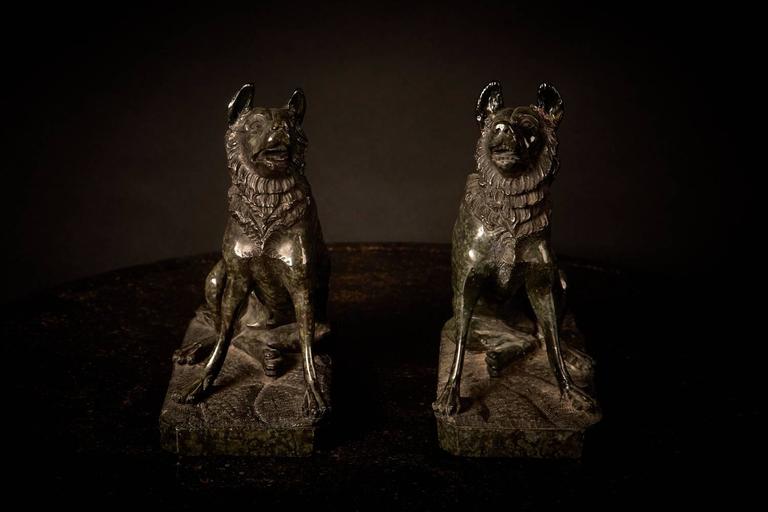 Rare Pair of Serpentine Grand Tour Molossian Hounds, Italy, 19th ...