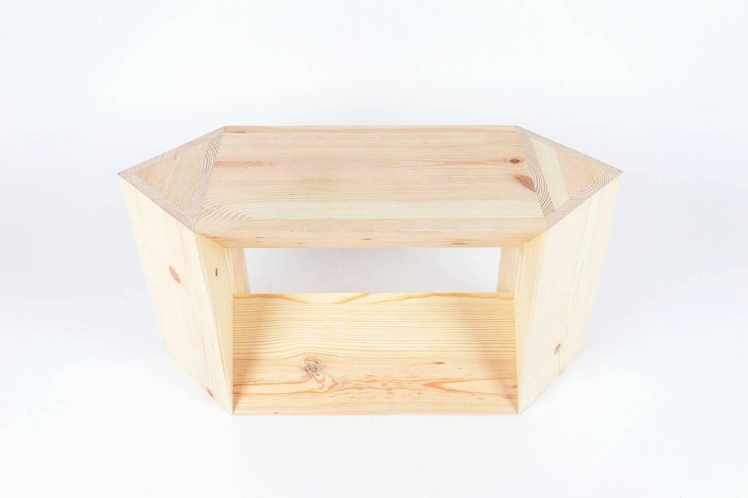 21st Century Geometric Wooden Side Table Bench For Sale at 1stdibs