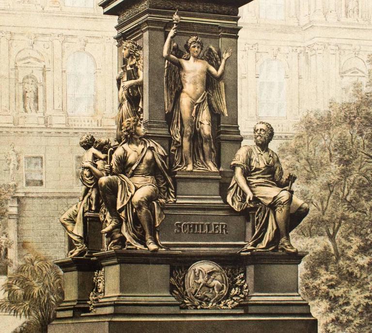 Wall Chart, Friedrich Schiller Monument in Vienna, 1899 For Sale at 1stDibs