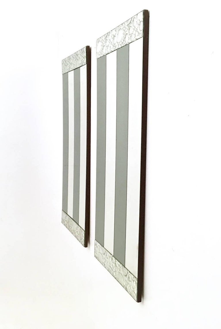 Pair of Postmodern Bicolor Rectangular Wall Mirrors with Wooden Frame ...
