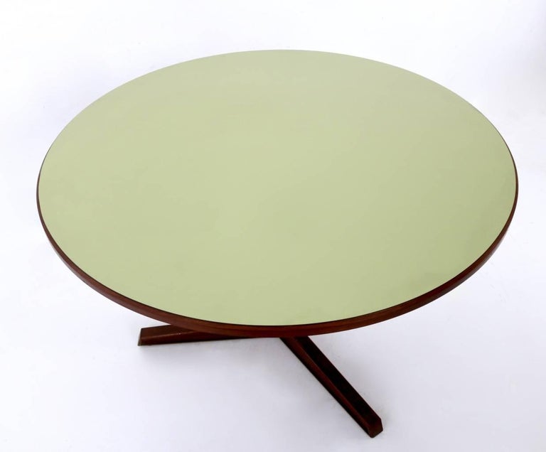 Round Mahogany and Formica Dining Table, Italy, 1970s at 1stDibs