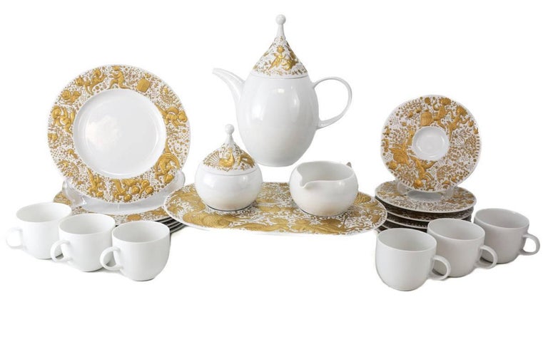 16-Piece Studio Line Tea Service for Six in Gilt Magic Flute, Rosenthal ...