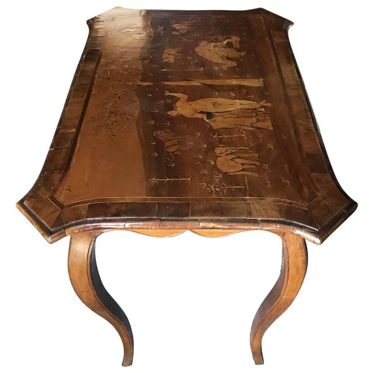 18th Century Adam and Eve Inlayed Walnut Table, German For Sale at 1stDibs