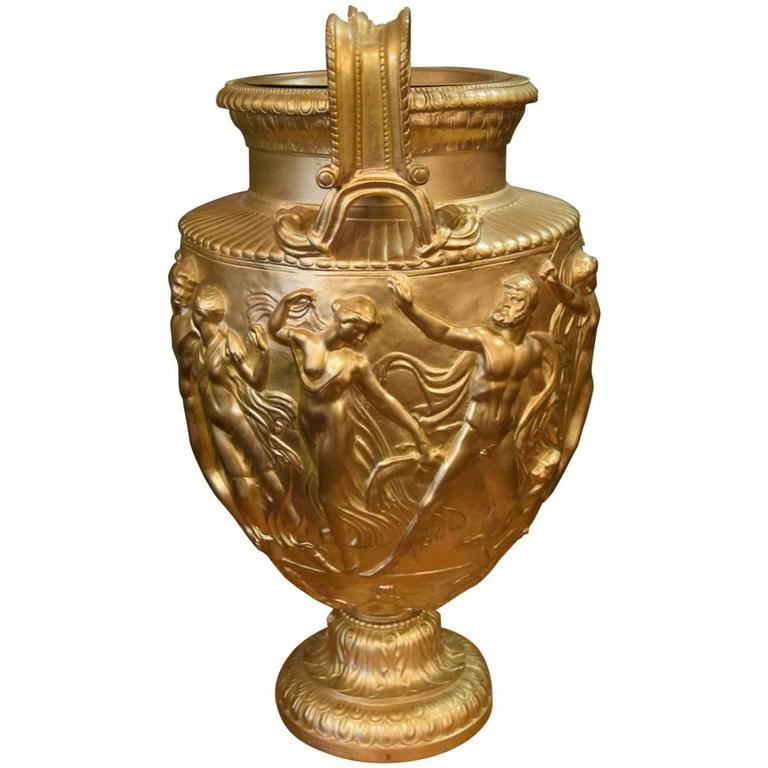 F. Barbedienne Neoclassical Style Gilt Bronze Two-Handled Urn at 1stDibs