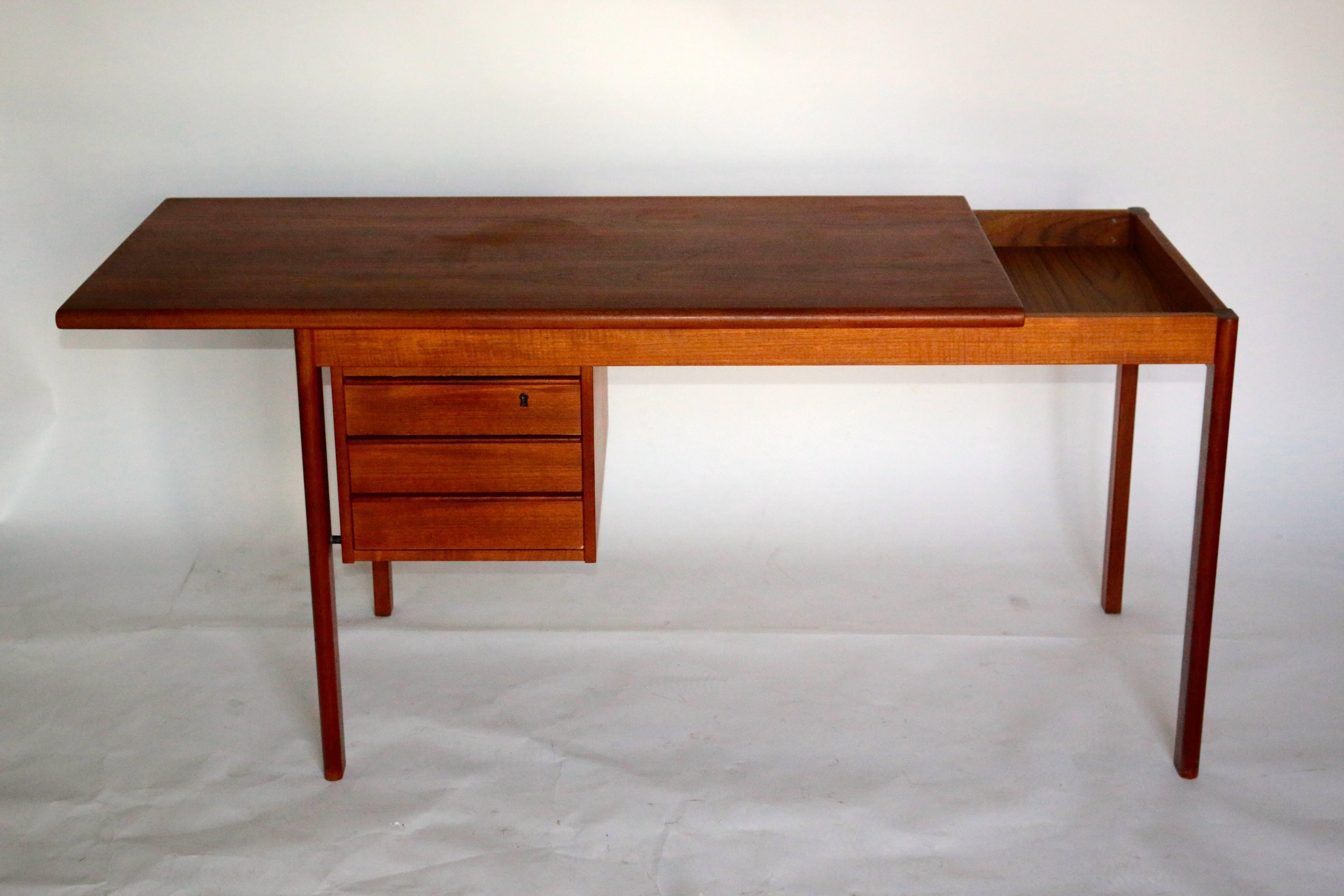 Lovig Sliding Top Teak Desk with Three Drawers at 1stDibs | downsliding ...