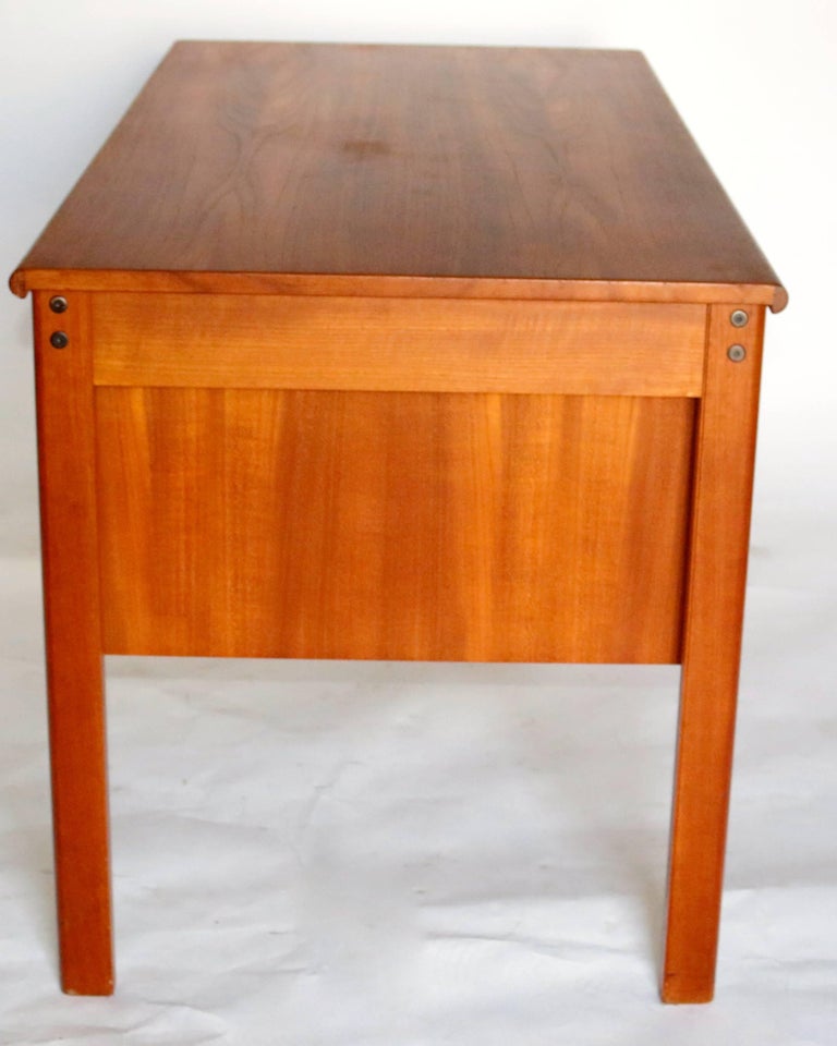 Lovig Sliding Top Teak Desk with Three Drawers at 1stDibs