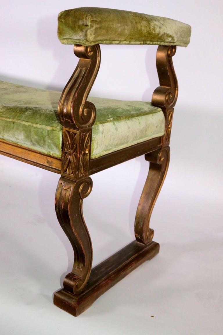 Neoclassical Style Velvet Upholstered Bench at 1stDibs