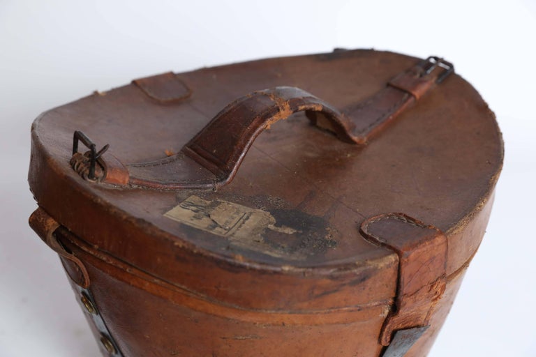 Victorian Leather Hat Box with Top Hat at 1stDibs