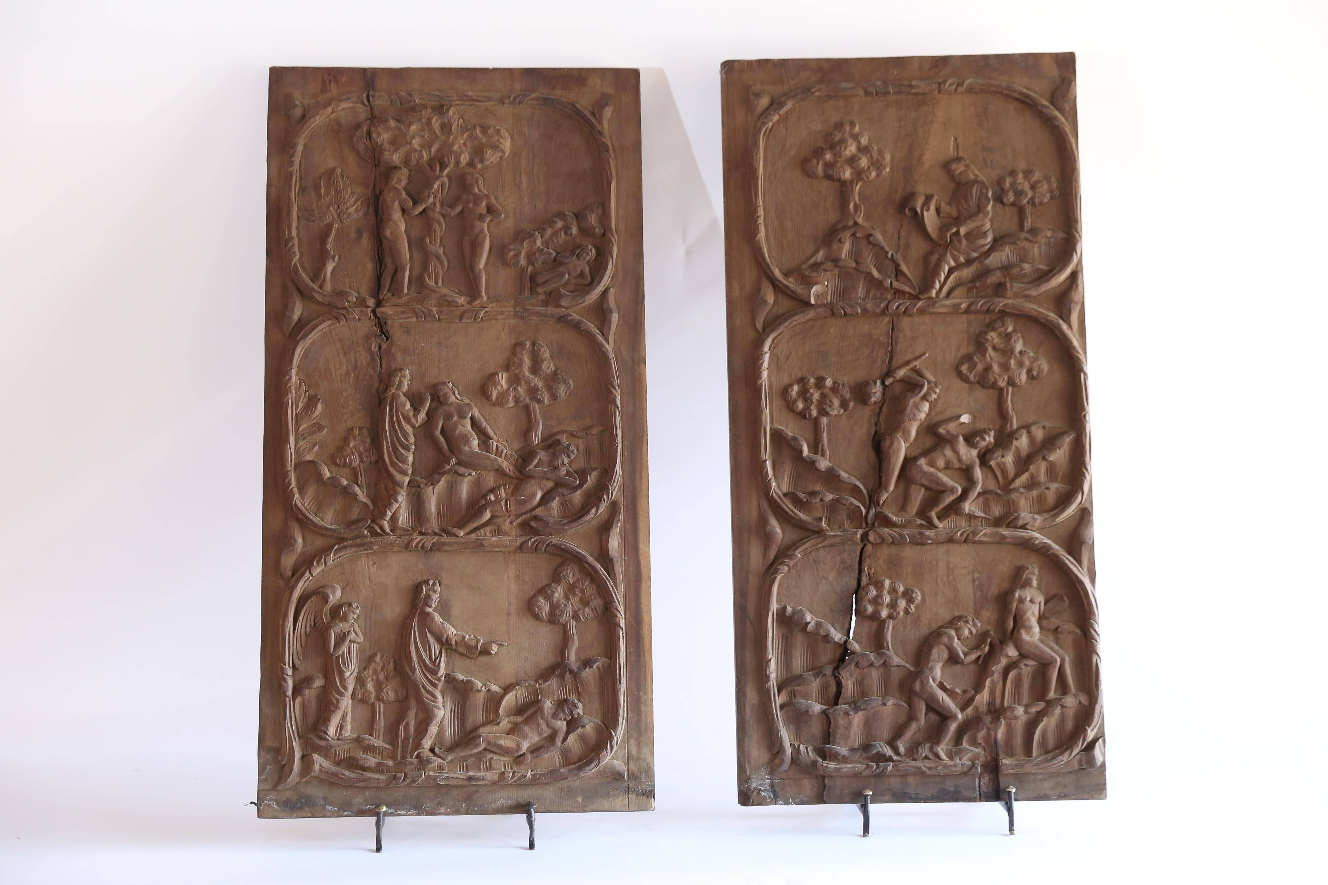 Pair of Hand-Carved Religious Panels at 1stDibs