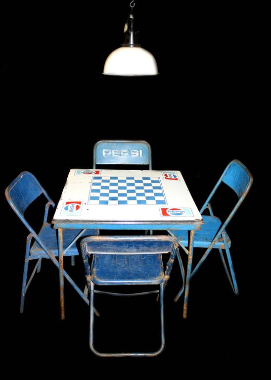 20th Century Pepsi Table Set with Enamel Top at 1stDibs