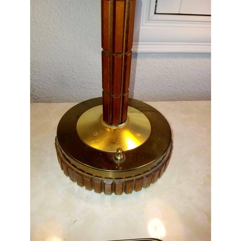 Mid-Century Wood Danish Metal Three Switch Table Lamp For Sale at 1stDibs