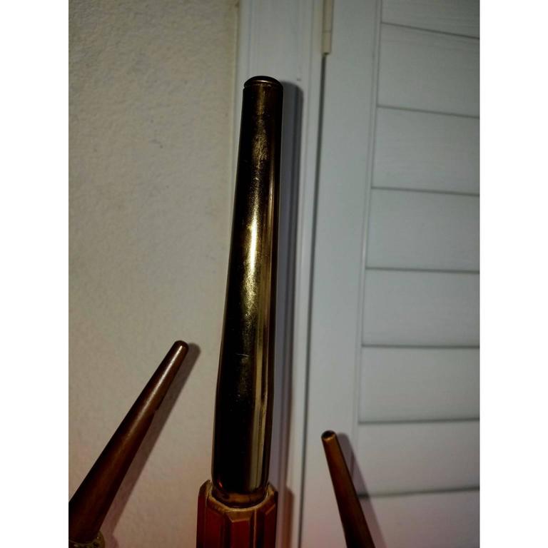 Mid-Century Wood Danish Metal Three Switch Table Lamp For Sale at 1stDibs