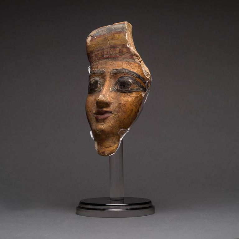 Egyptian Wooden Funerary Mask For Sale at 1stDibs