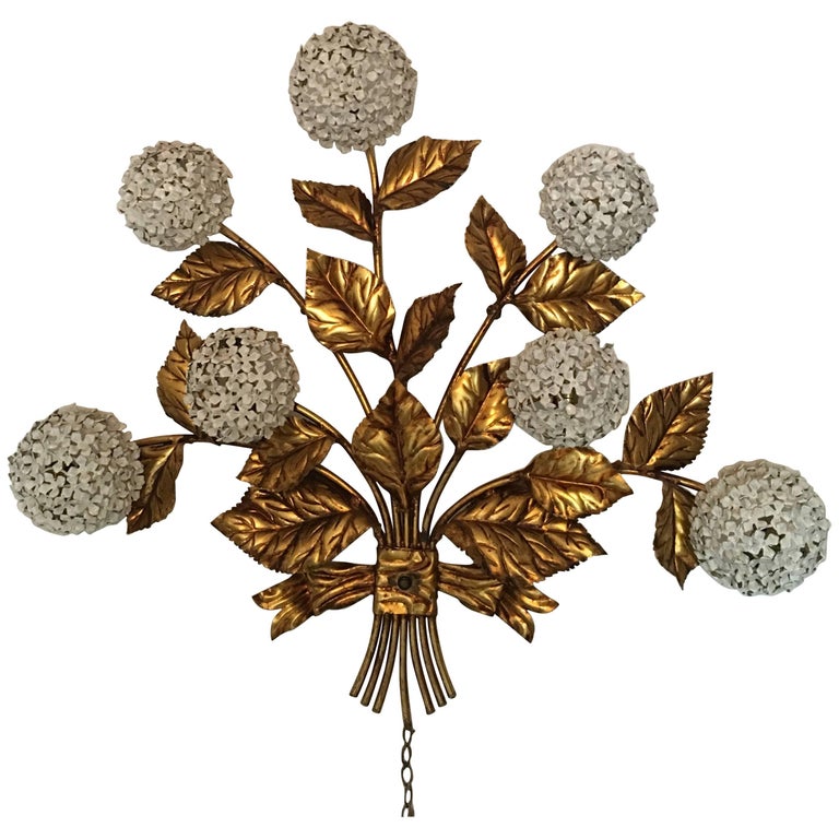 Large Midcentury Hydrangea Wall Sconce Lighting at 1stDibs