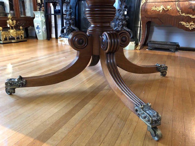 Sheraton Mahogany Tilt Top Pedestal Dining Table, circa 1820 at 1stDibs