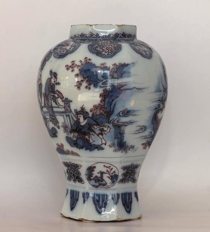 Delft Faïence Vase Decorated Chinese Scenes, 17th Century For Sale at ...