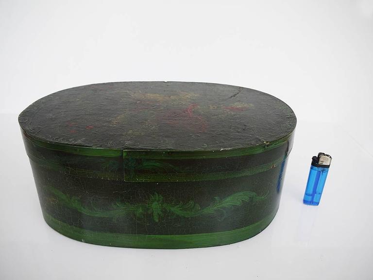 European 19th Century Painted Wooden Oval Box 'Saint George and the ...
