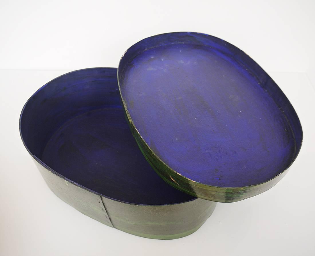 European 19th Century Painted Wooden Oval Box 'Saint George and the ...