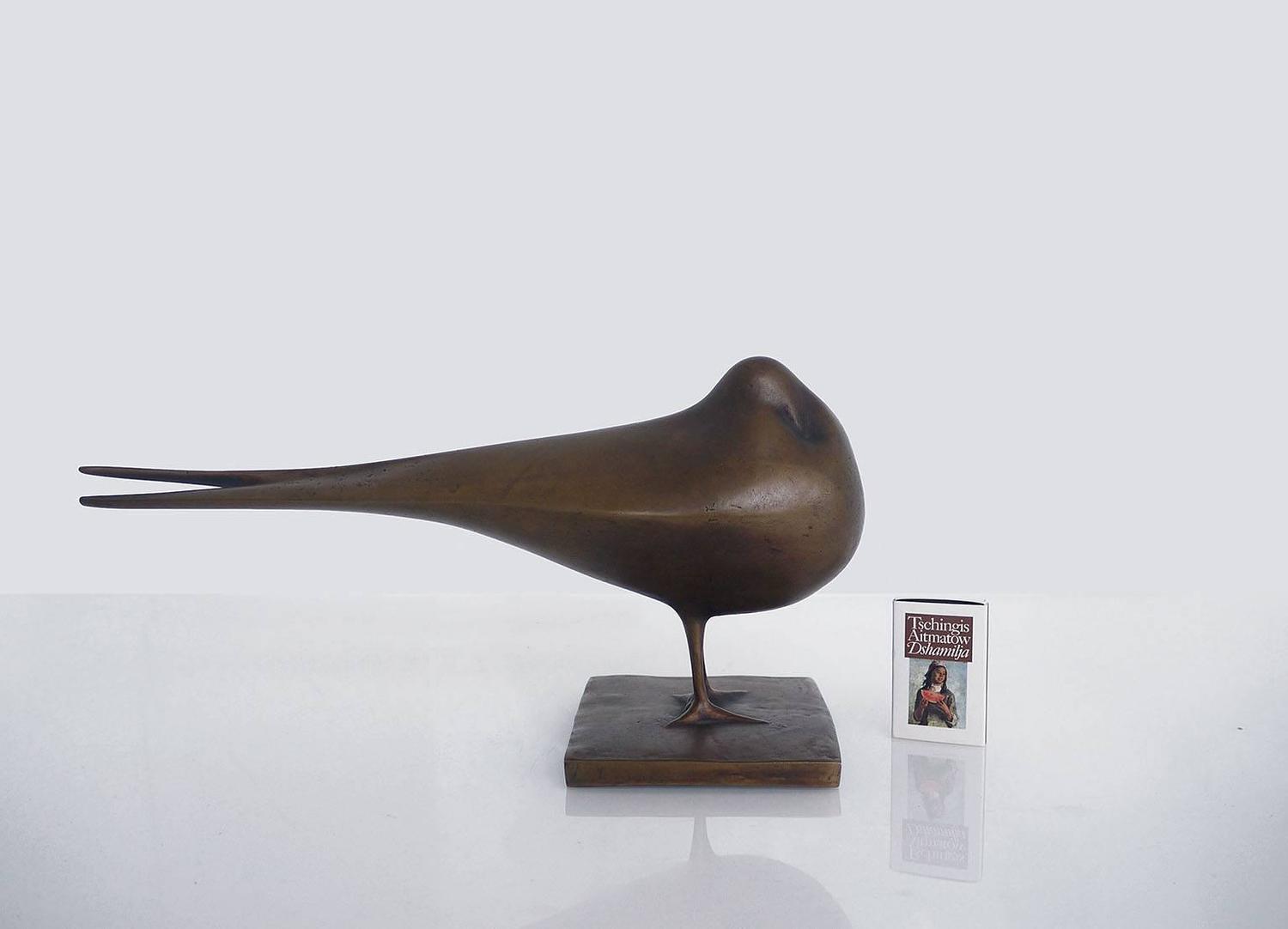 Mid-Century Modern Abstract Bronze Dove Sculpture by Unkauf, German ...