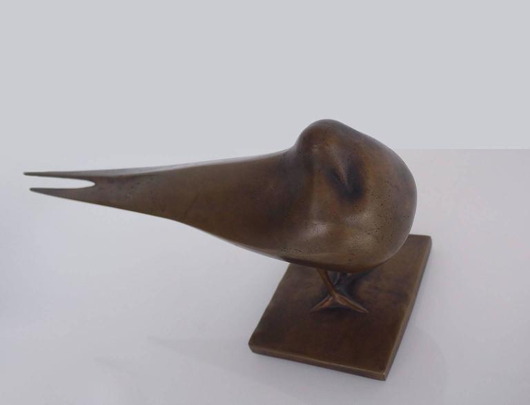 Mid-Century Modern Abstract Bronze Dove Sculpture by Unkauf, German ...