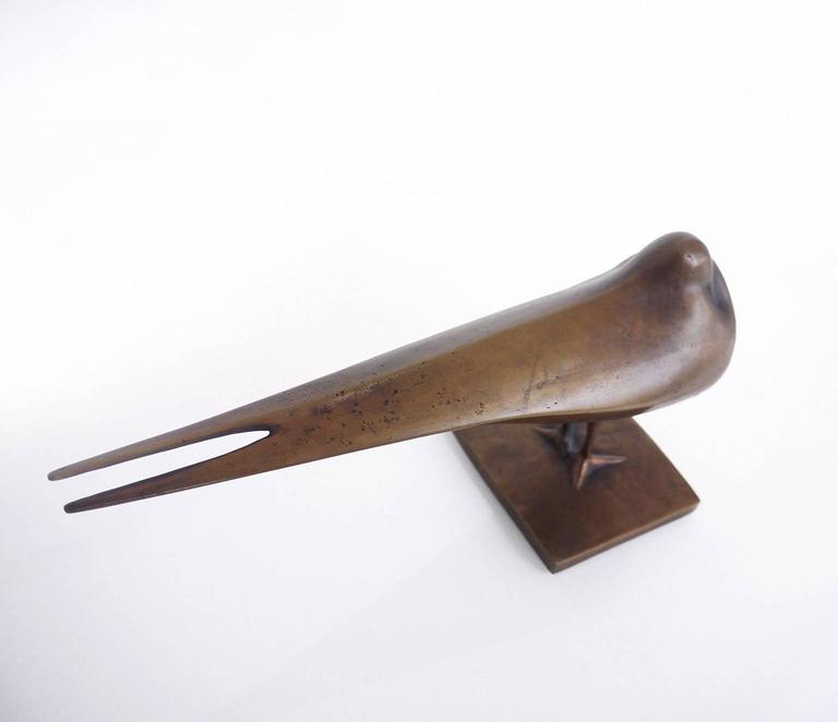 Mid-Century Modern Abstract Bronze Dove Sculpture by Unkauf, German ...