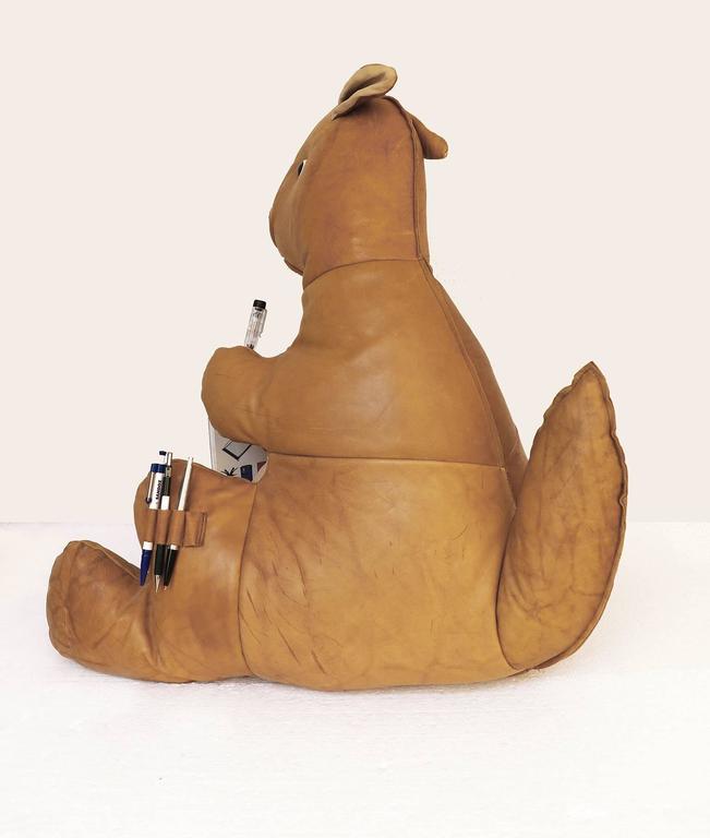 Vintage Mid-Century Leather Kangaroo Magazine Stand For Sale at 1stDibs
