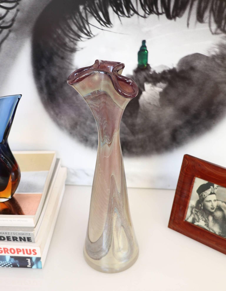 Erwin Eisch Iridescent Studio Glass Vase 1983, Signed at 1stDibs ...