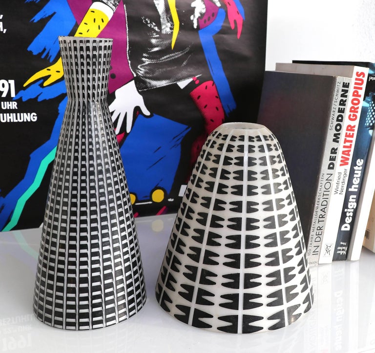 Mid Century Op Art Etched Glass Lamp Shades by Alois F. Gangkofner ...