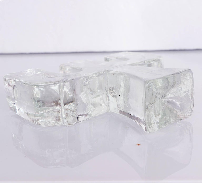 Crystal Ice Block Glass Candleholder Candelabra at 1stDibs