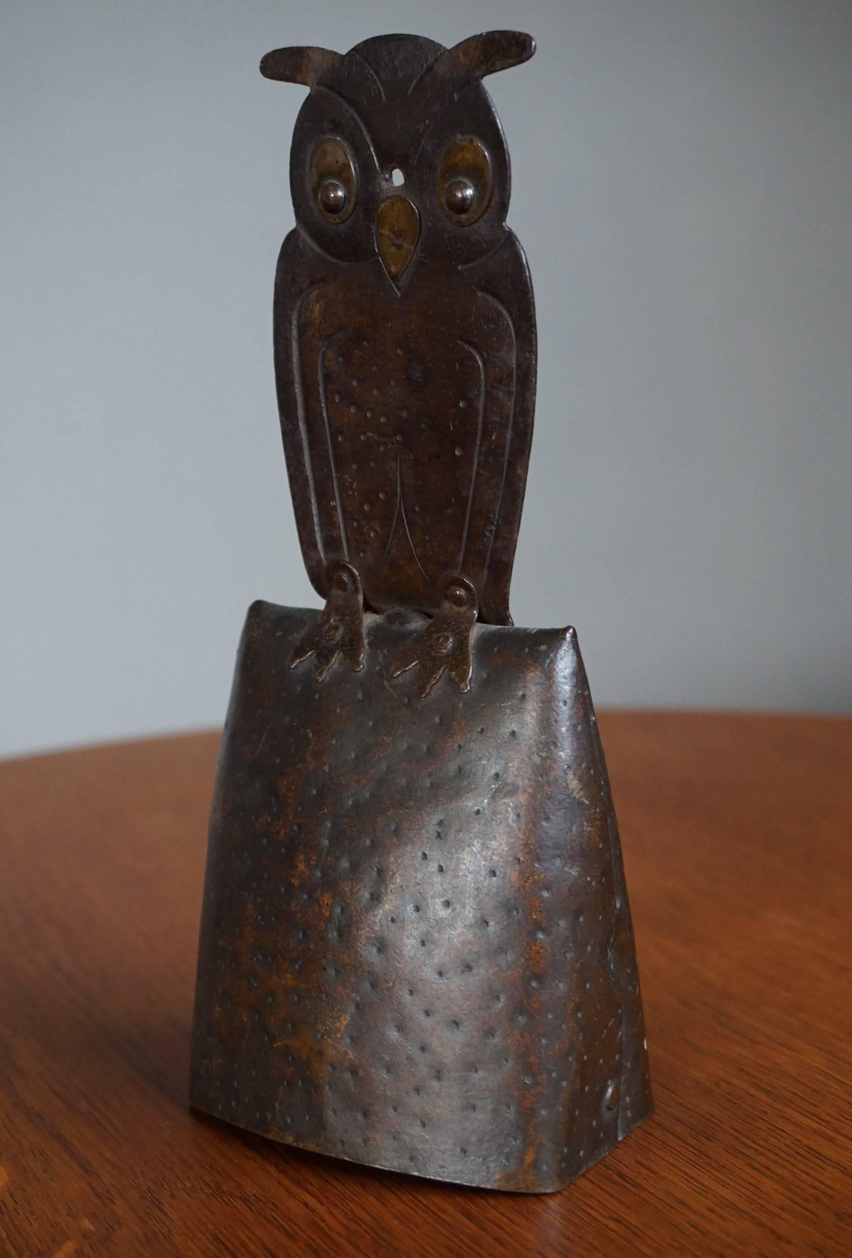 Vintage Arts and Crafts Owl Table Bell or Hotel Bell by Hugo Berger ...