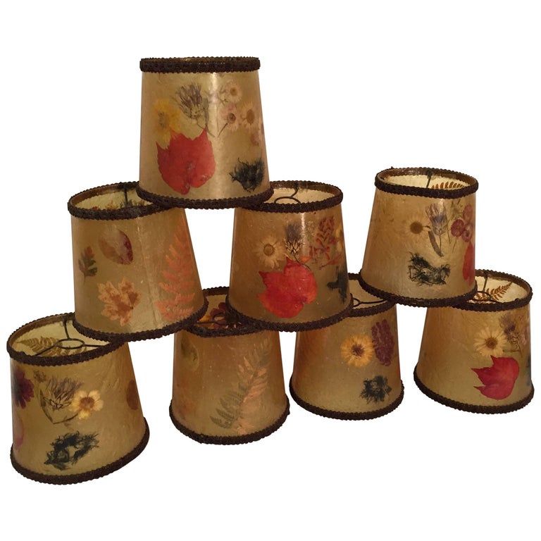 Rare Midcentury French 8 Chandelier Resin Lamp Shades Flower and Leafs ...