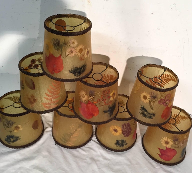Rare Midcentury French 8 Chandelier Resin Lamp Shades Flower and Leafs ...