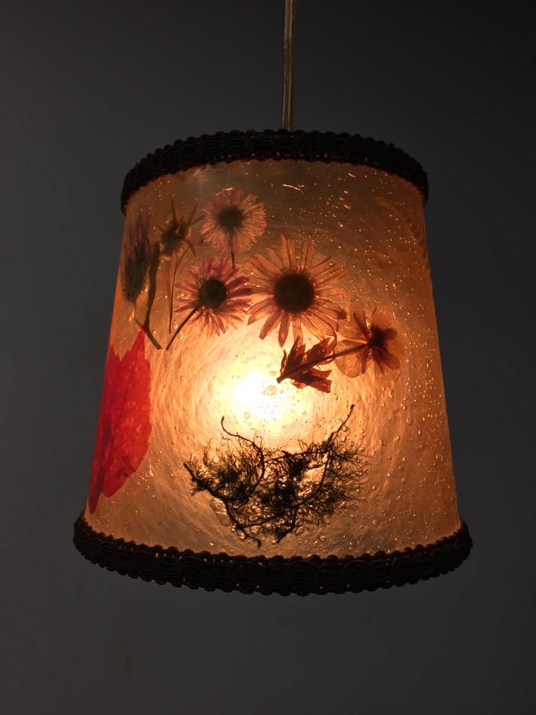 Rare Midcentury French 8 Chandelier Resin Lamp Shades Flower and Leafs ...