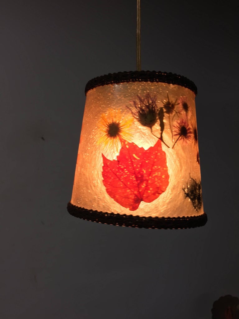 Rare Midcentury French 8 Chandelier Resin Lamp Shades Flower and Leafs ...