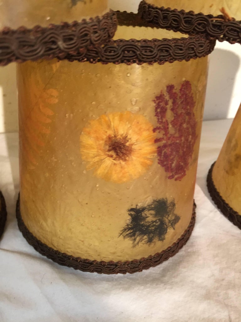 Rare Midcentury French 8 Chandelier Resin Lamp Shades Flower and Leafs ...