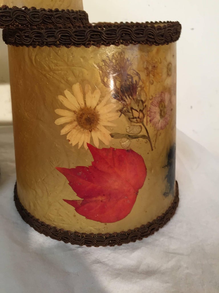 Rare Midcentury French 8 Chandelier Resin Lamp Shades Flower and Leafs ...