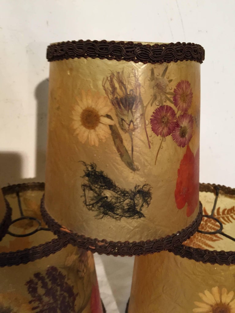 Rare Midcentury French 8 Chandelier Resin Lamp Shades Flower and Leafs ...