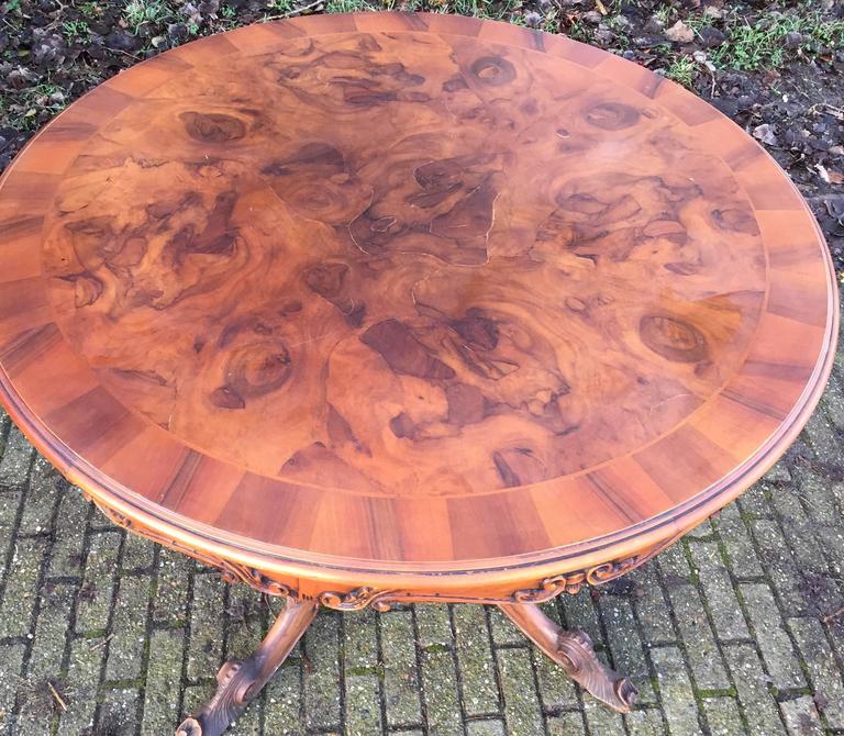Italian Baroque Revival Carved Wood Round Dining or Center Table For ...