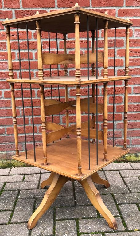 Beautiful Beechwood and Brass Revolving Bookcase Stand from circa 1930 ...
