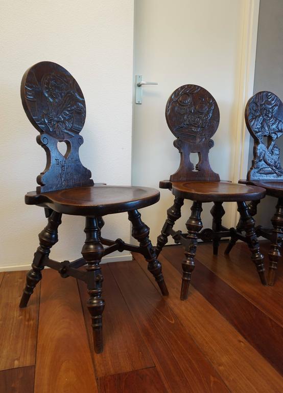 Six Antique and Hand-Carved German Tavern / Drinking Chairs with ...