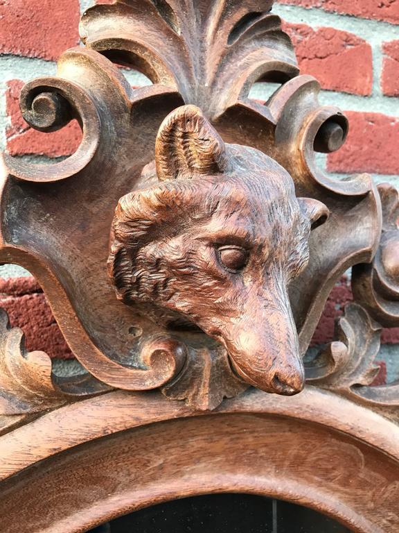 18th Century Impressive and Hand Crafted Oak Hunting Wall Mirror with ...