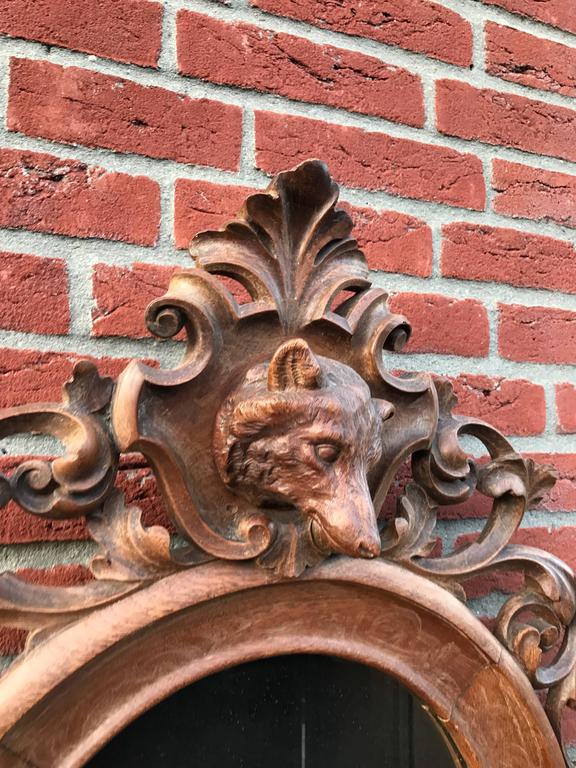 18th Century Impressive and Hand Crafted Oak Hunting Wall Mirror with ...