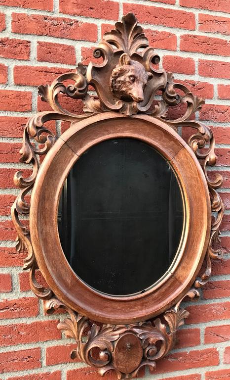 18th Century Impressive and Hand Crafted Oak Hunting Wall Mirror with ...
