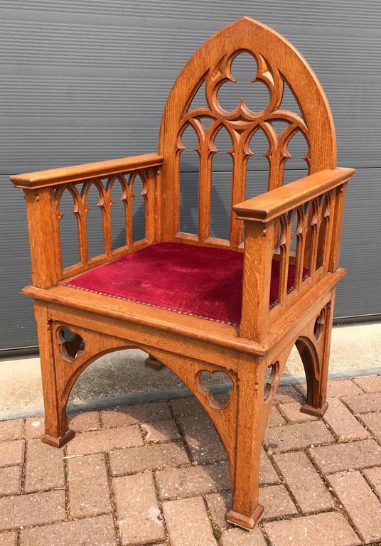 Antique and Unique Quality Carved Gothic Revival Oak Armchair Church ...