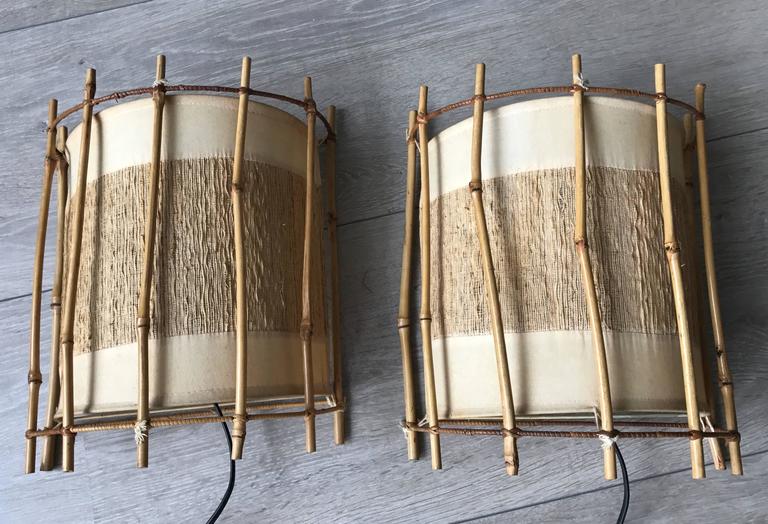 Mid-Century Organic Design Pair of Bamboo Wall Sconces Vintage Set of ...