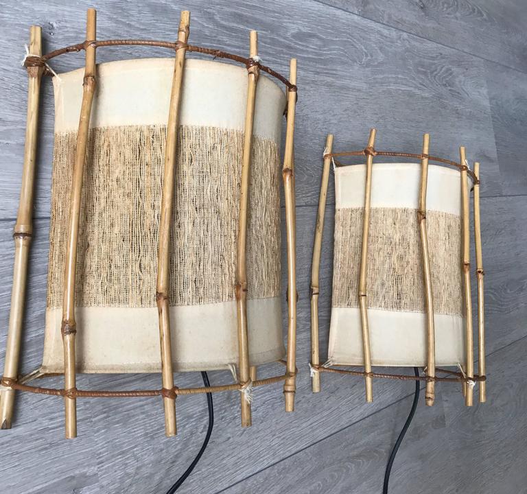 Mid-Century Organic Design Pair of Bamboo Wall Sconces Vintage Set of ...
