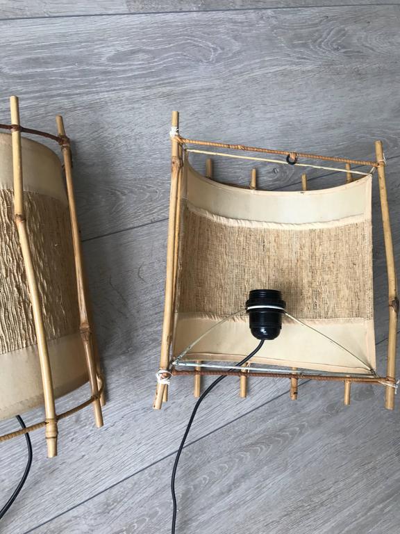 Mid-Century Organic Design Pair of Bamboo Wall Sconces Vintage Set of ...